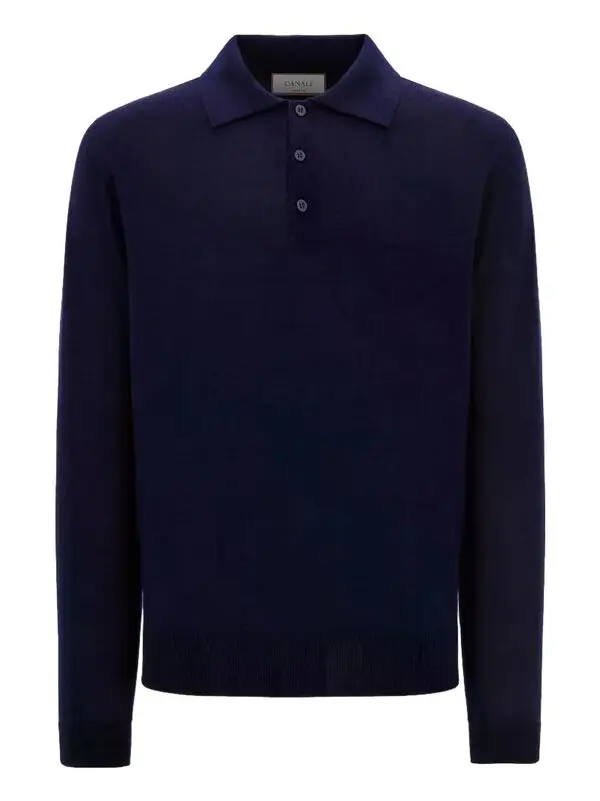 Canali Merino Wool Polo Sweater - Blue