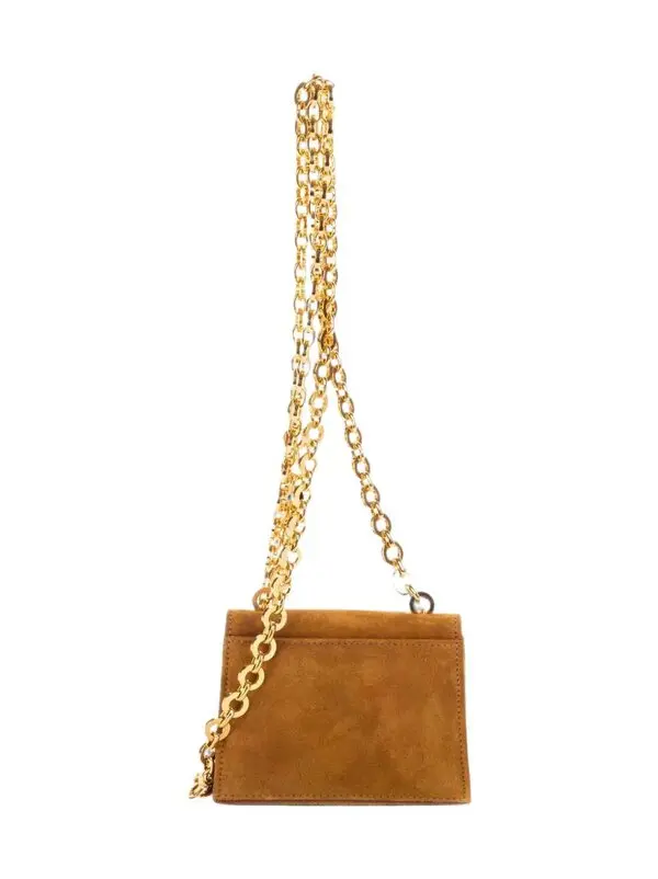 FERRAGAMO Suede Shoulder Bag With Gold-tone Hardware - Brown