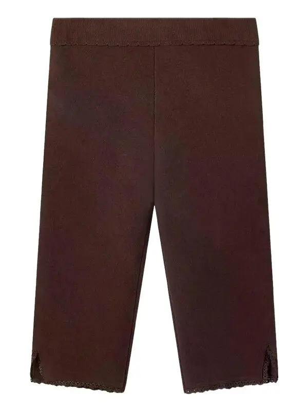 HOUSE OF SUNNY Crochet Trim Side Slit Trousers - Brown