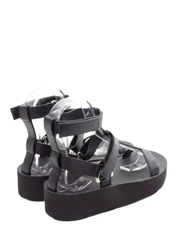 Hermès Leather Platform Sandals - Black