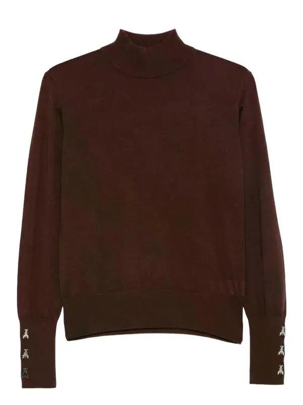 Patrizia Pepe Embellished Turtleneck Knit - Brown