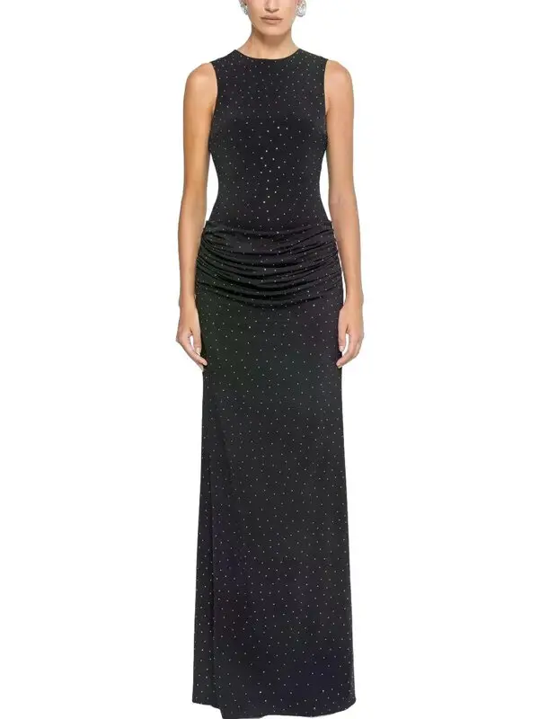NISSA Rhinestone Embellished Maxi Dress - Black