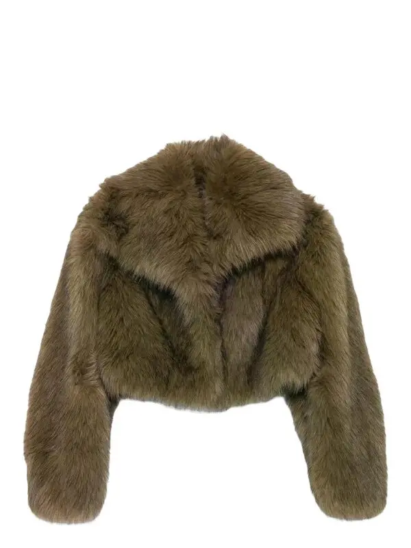 Patrizia Pepe Faux Fur Cropped Jacket - Green
