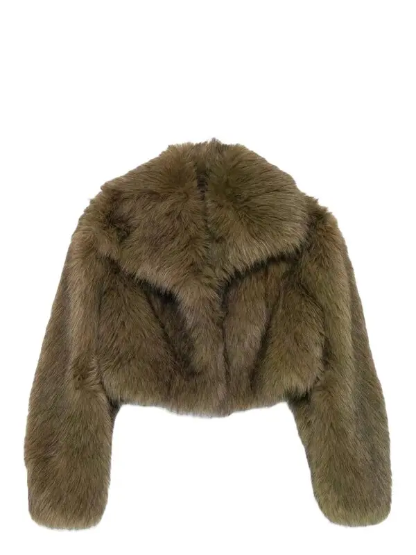 Patrizia Pepe Faux Fur Cropped Jacket - Green