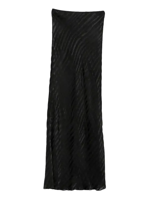 Patrizia Pepe Diagonal Stripe Maxi Skirt - Black