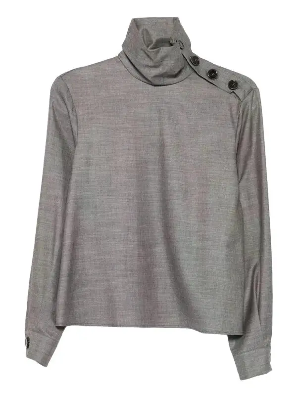 Patrizia Pepe High-neck Blouse With Button Detail - Grey