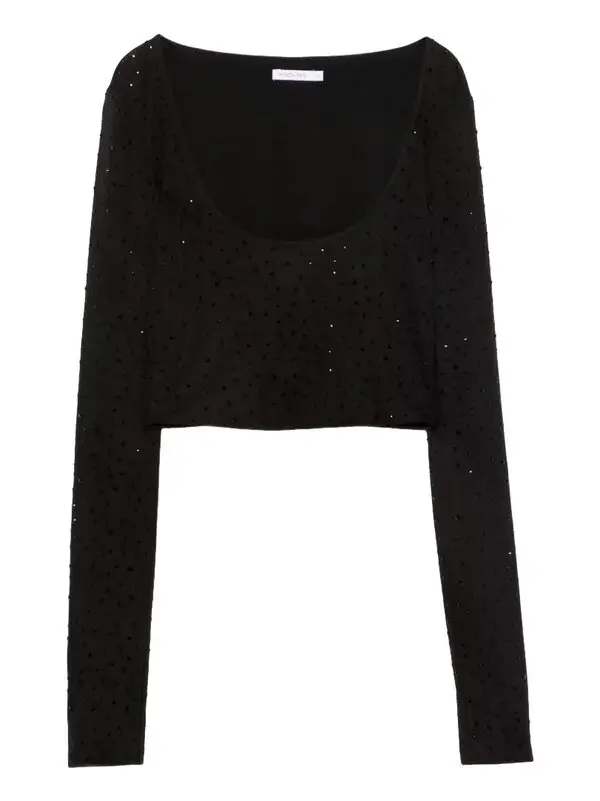 Patrizia Pepe Rhinestone Embellished Cropped Top - Black