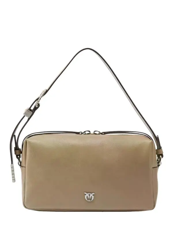 Pinko Love Birds Leather Shoulder Bag - Neutrals