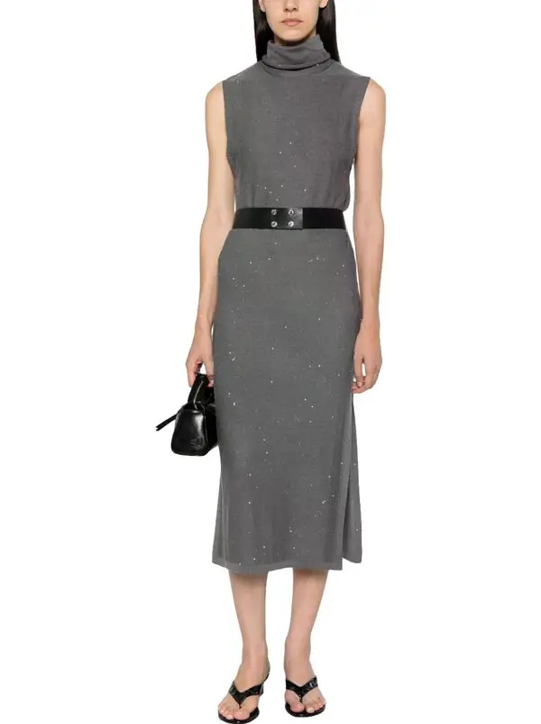 Patrizia Pepe Belted Sequin Embellished Dress - Grey