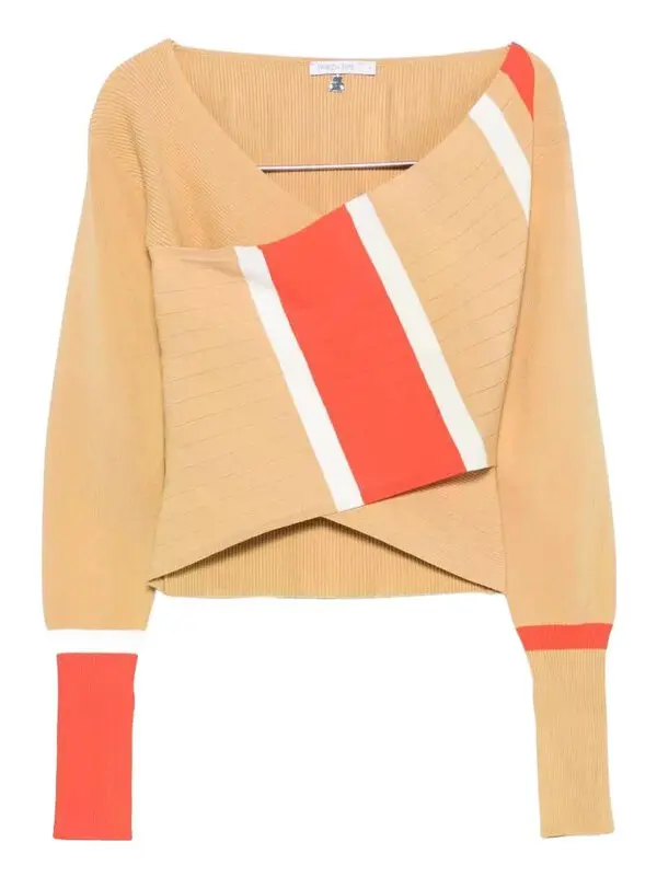 Patrizia Pepe Color-block Wrap-front Knit - Neutrals