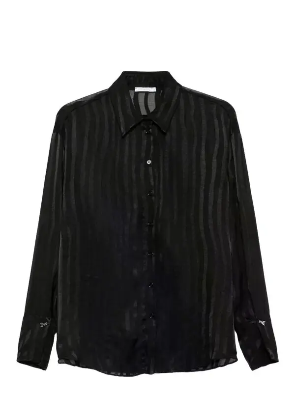 Patrizia Pepe Dévoré Vertical Stripe Shirt - Black