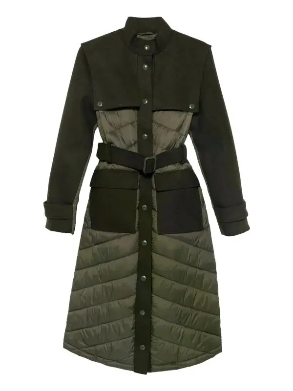 Patrizia Pepe Quilted Panelled Coat - Green