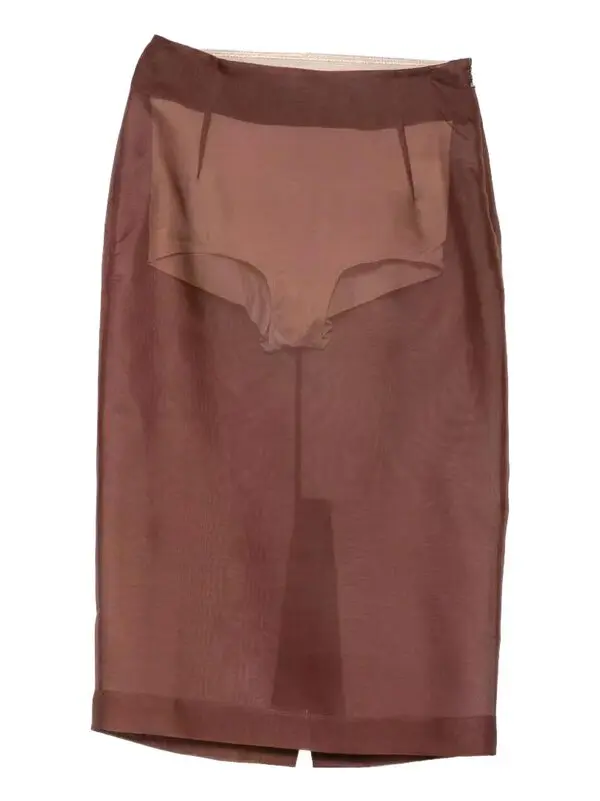 Patrizia Pepe Organza Midi Skirt - Brown