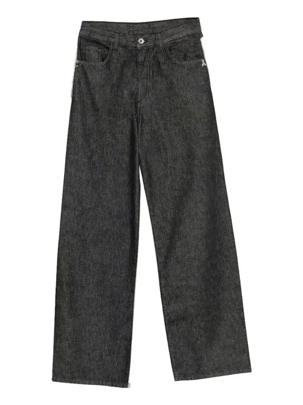 Patrizia Pepe Bi-colour Wide-leg Jeans - Black