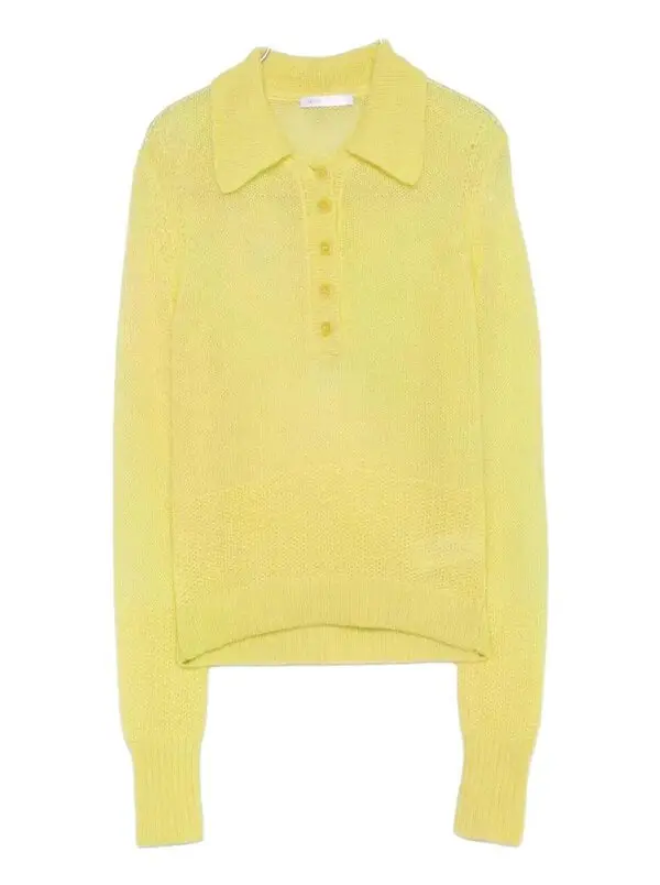 Patrizia Pepe Open-knit Buttoned Sweater - Yellow