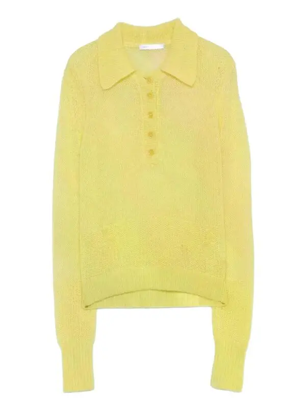 Patrizia Pepe Open-knit Buttoned Sweater - Yellow