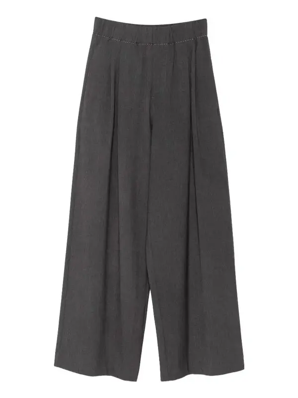 ELEH Pleated Wide-leg Trousers - Grey