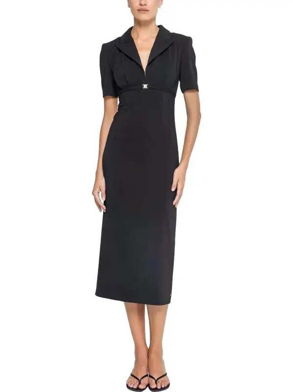 NISSA Fitted Midi Dress With Gold-tone Buckle Detail - Black
