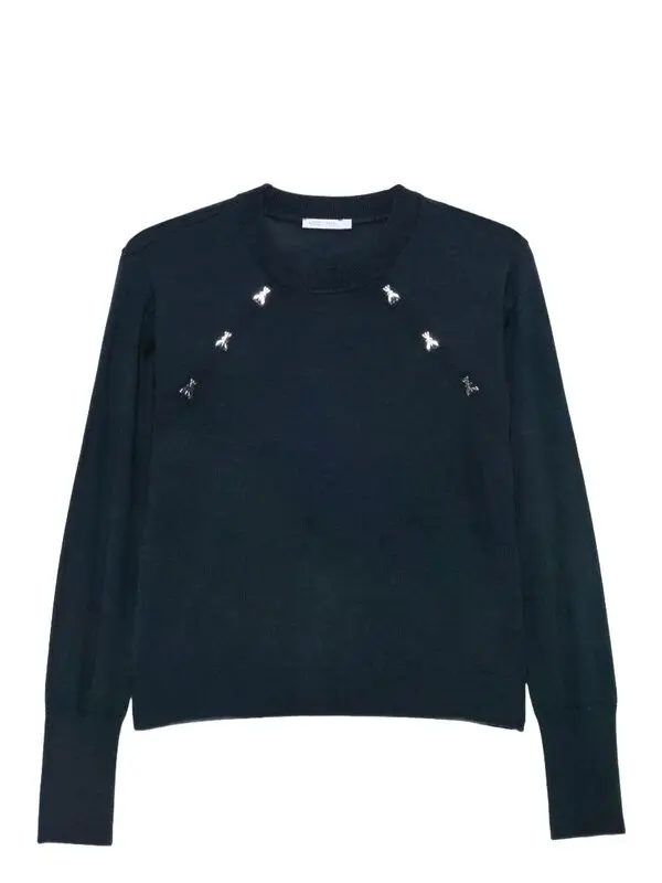 Patrizia Pepe Embellished Wool Knit Pullover - Blue