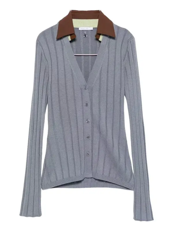 Patrizia Pepe Ribbed Knit Color-block Cardigan - Grey