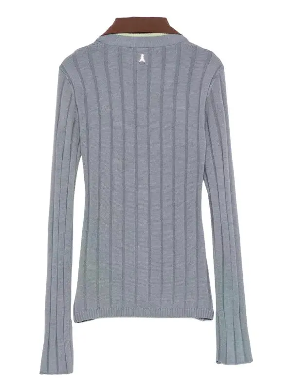 Patrizia Pepe Ribbed Knit Color-block Cardigan - Grey