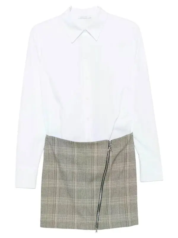 Patrizia Pepe Check-pattern Dress With Zip Detail - Grey
