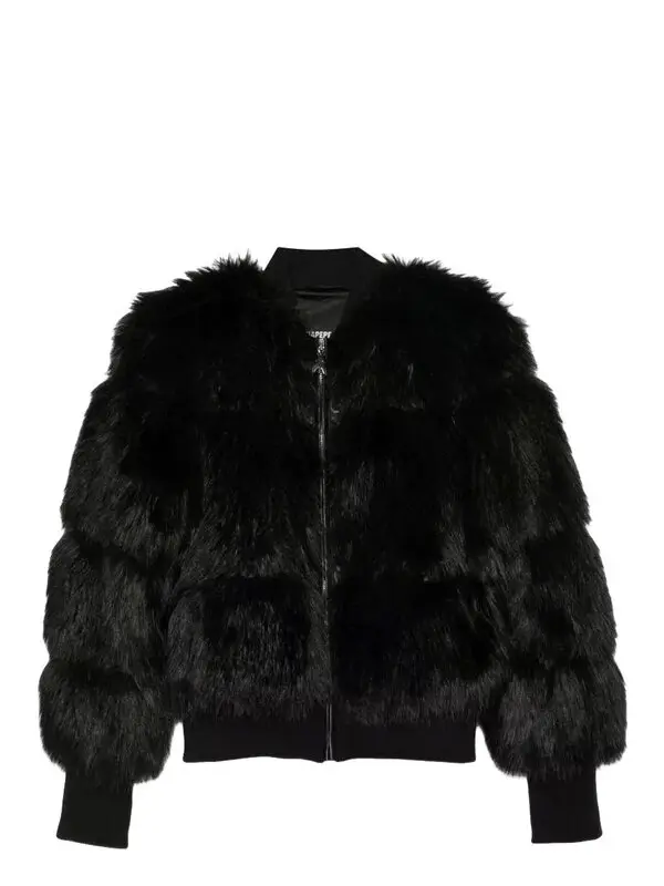 Patrizia Pepe Faux Fur Bomber Jacket - Black