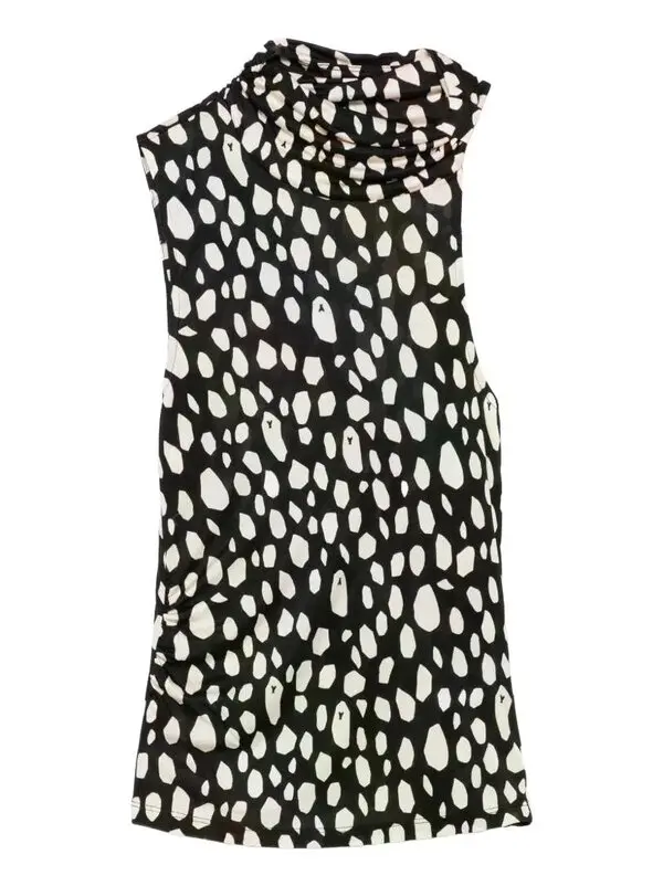Patrizia Pepe Graphic Print Asymmetric Top - Black