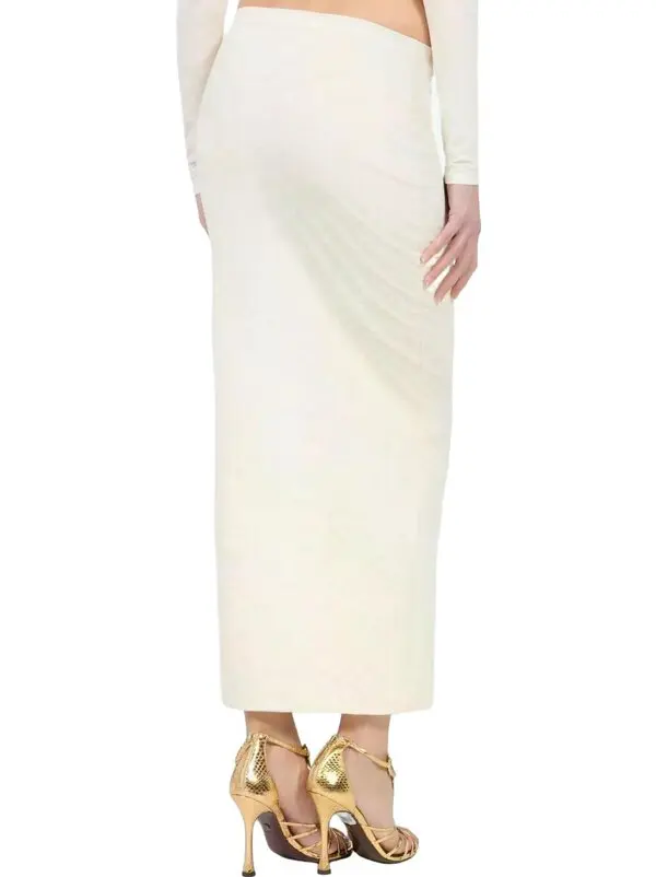 Roberto Cavalli Snake-effect Ruched Maxi Skirt - White