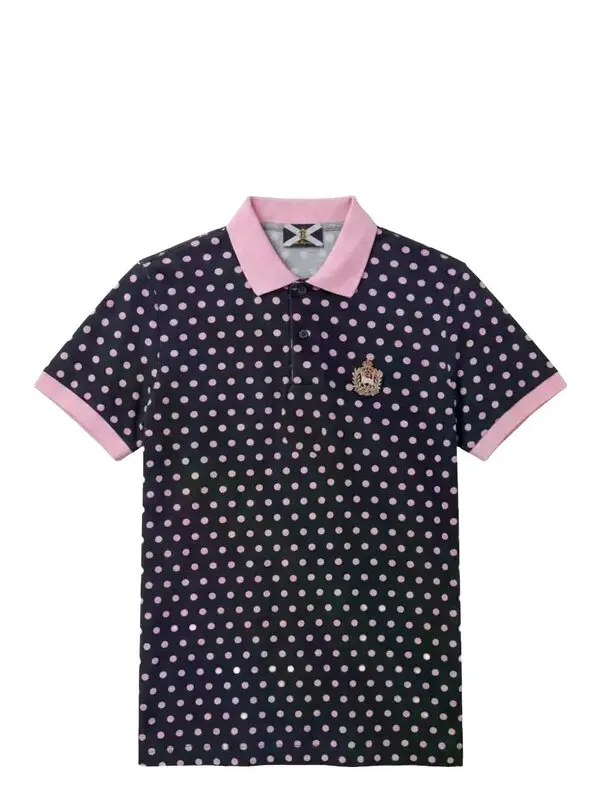 JOHNNY LAMBS Polka-dot Embroidered-logo Polo Shirt - Black