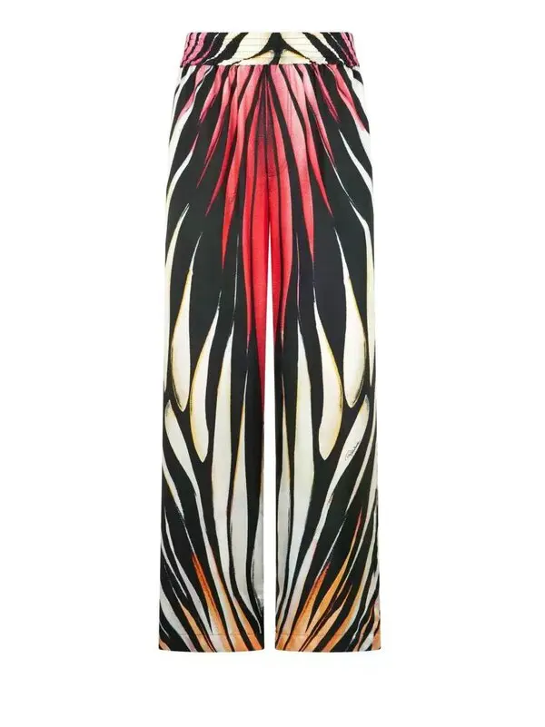 Roberto Cavalli Ray Print Silk-satin Trousers - Black