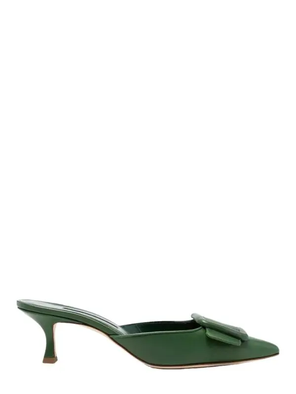 Manolo Blahnik Maysale Buckle Detail Mules - Green