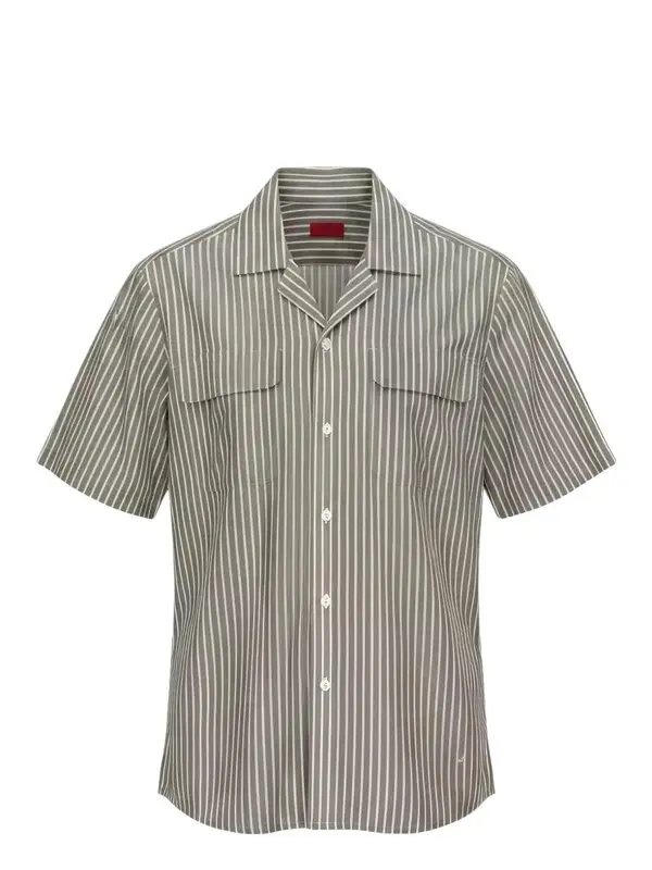 Isaia Striped Short-sleeve Shirt - Grey
