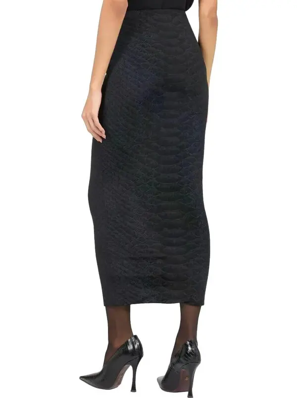 Roberto Cavalli Snake-texture Midi Skirt - Black