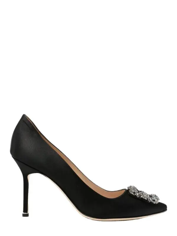 Manolo Blahnik Hangisi Pumps With Crystal Buckle - Black
