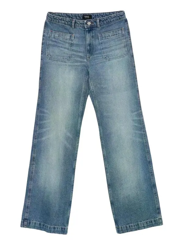 A.p.c. Patch-pocket Wide-leg Jeans In Indigo - Blue