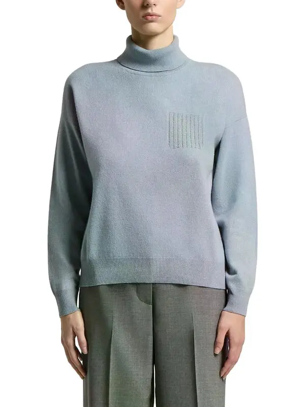 Peserico Roll-neck Chest Detail Jumper - Blue