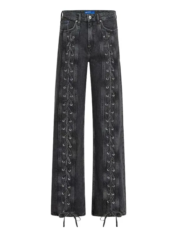 Karl Lagerfeld Lace-up Wide Leg Jeans - Grey