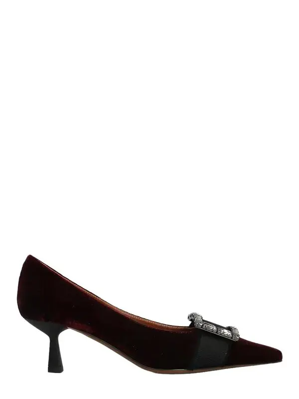 Roberto Festa Velvet Crystal Buckle Pumps - Red