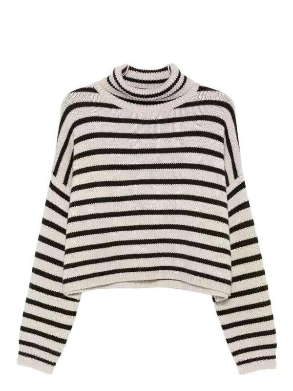 LISA YANG Zerlina Striped Roll-neck Sweater - Neutrals