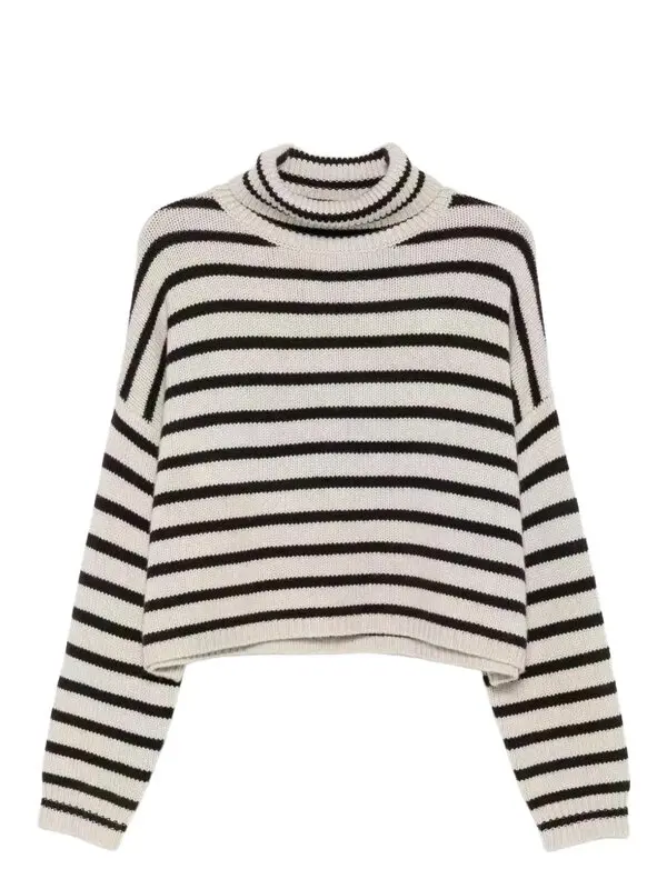 LISA YANG Zerlina Striped Roll-neck Sweater - Neutrals