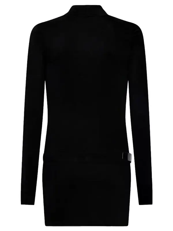 Dsquared2 Long Sleeve Plunge V-neck Mini Dress With Belt - Black