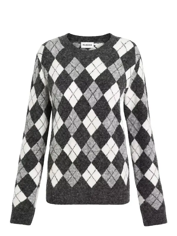 P.a.r.o.s.h Argyle Intarsia Knit Sweater - Grey