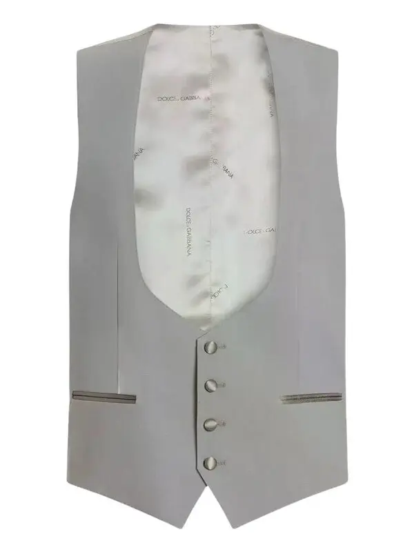 Dolce & Gabbana Micro-rib Tuxedo Vest - Grey