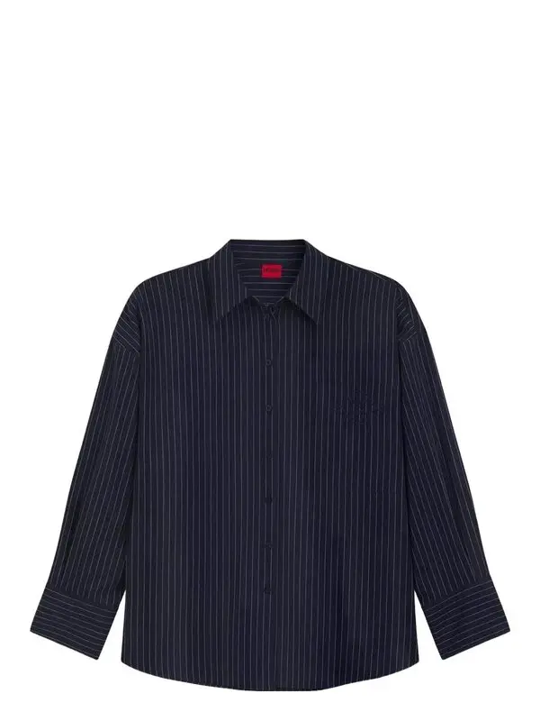 Hugo Regular-fit Pinstripe Cotton Poplin Blouse - Blue