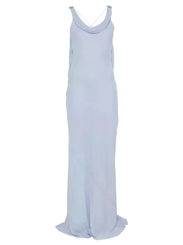 Patrizia Pepe Cowl Neck Ring Detail Maxi Dress - Blue