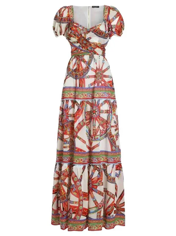 Dolce & Gabbana Carretto Print Long Dress - Black