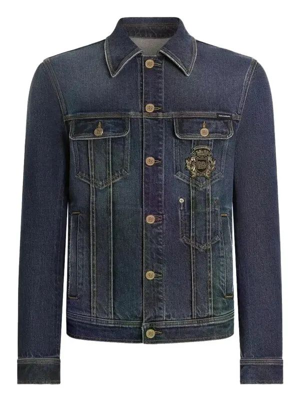 Dolce & Gabbana Denim Jacket With Logo Patch - Blue
