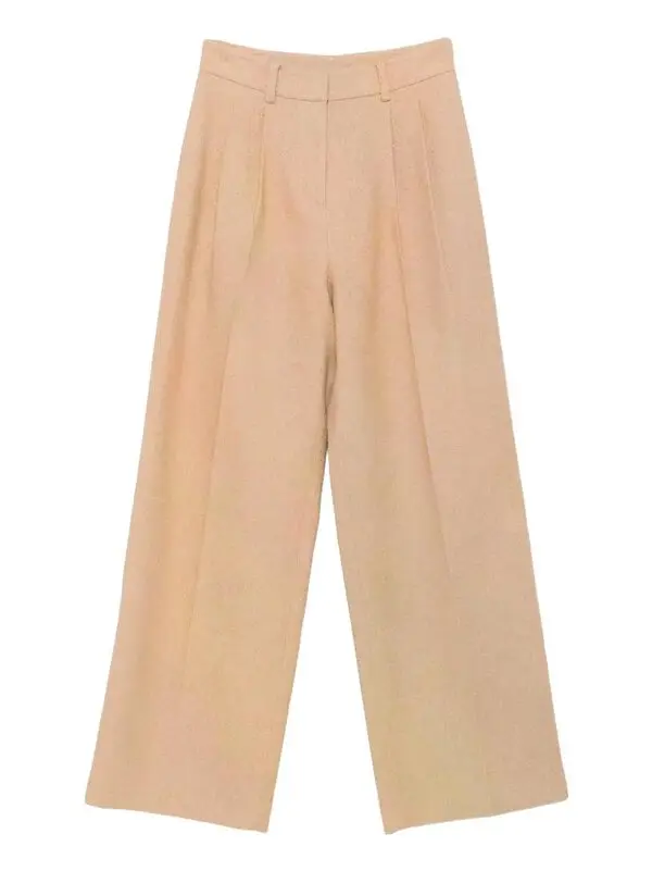 Patrizia Pepe Pleated Wide-leg Trousers - Neutrals