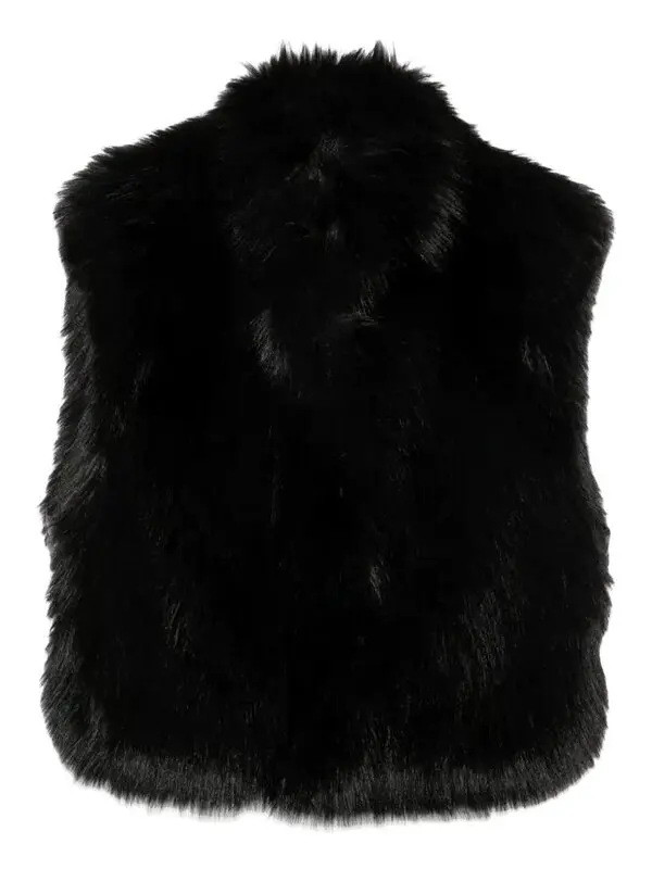 Patrizia Pepe Faux Fur High Neck Gilet - Black
